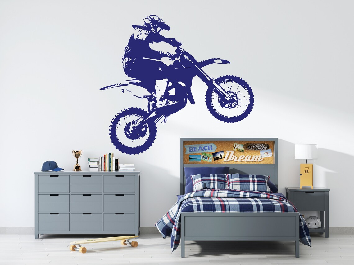 Motocross Wall Decal Motorcycle Wall Sticker Dirt Bike Wall - Etsy