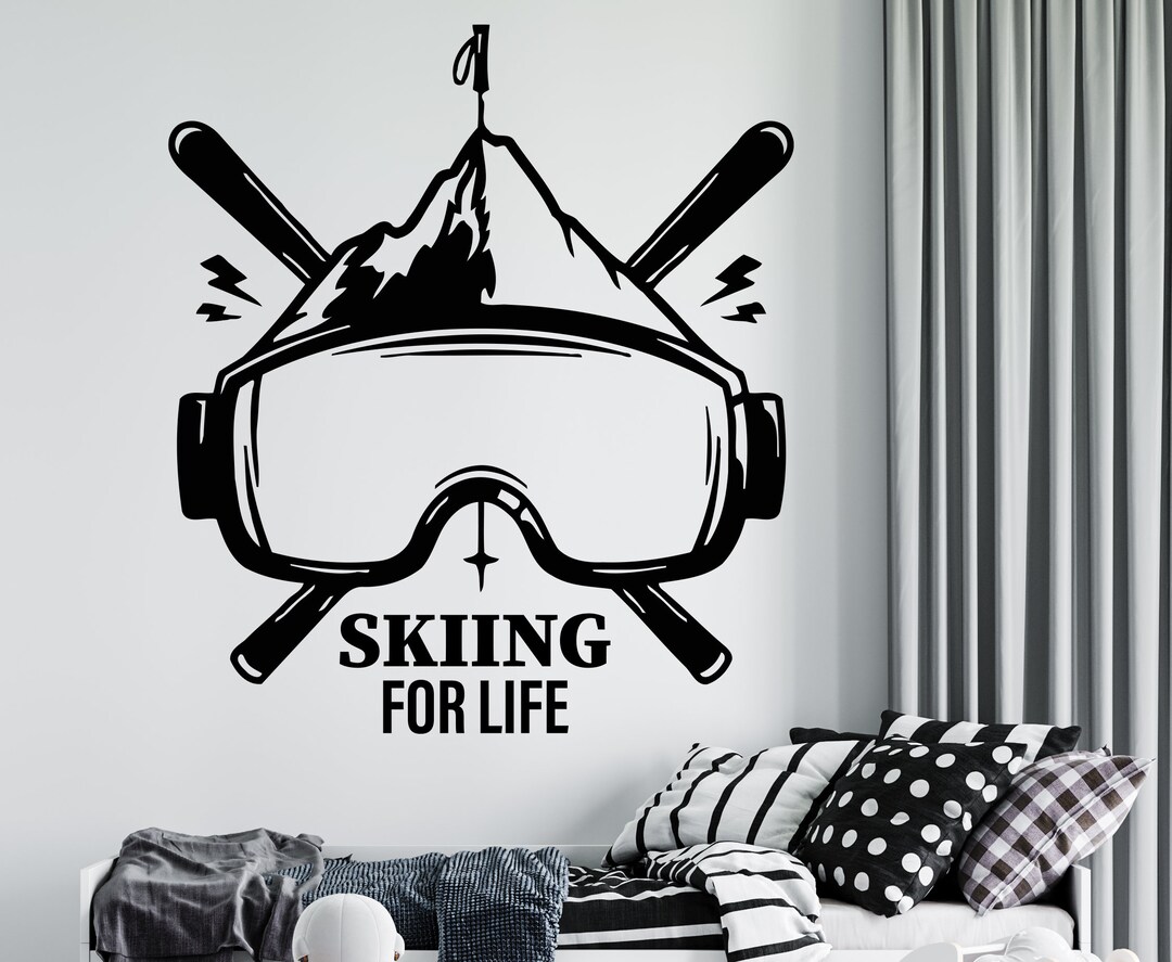 Ski Wall Decal Winter Sports Bedroom Wall Decor Skier Wall Decal Window ...