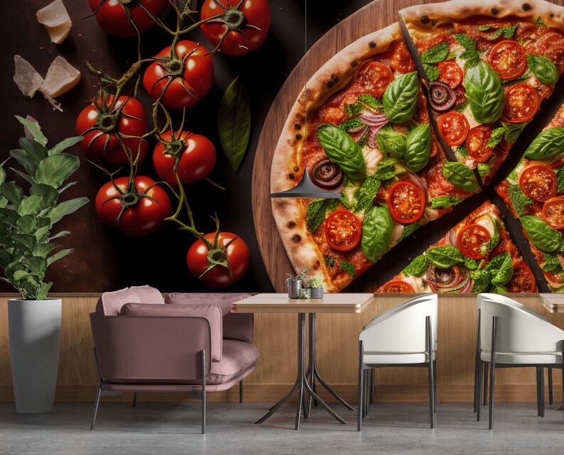 Tuscan Pizza Feast | Italian Peel and Stick Restaurant Mural | Rustic ...