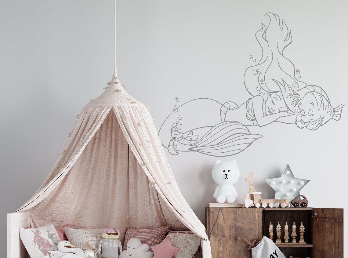 Princess Ariel Wall Decal Little Mermaid Wall Decor Cartoon | Etsy