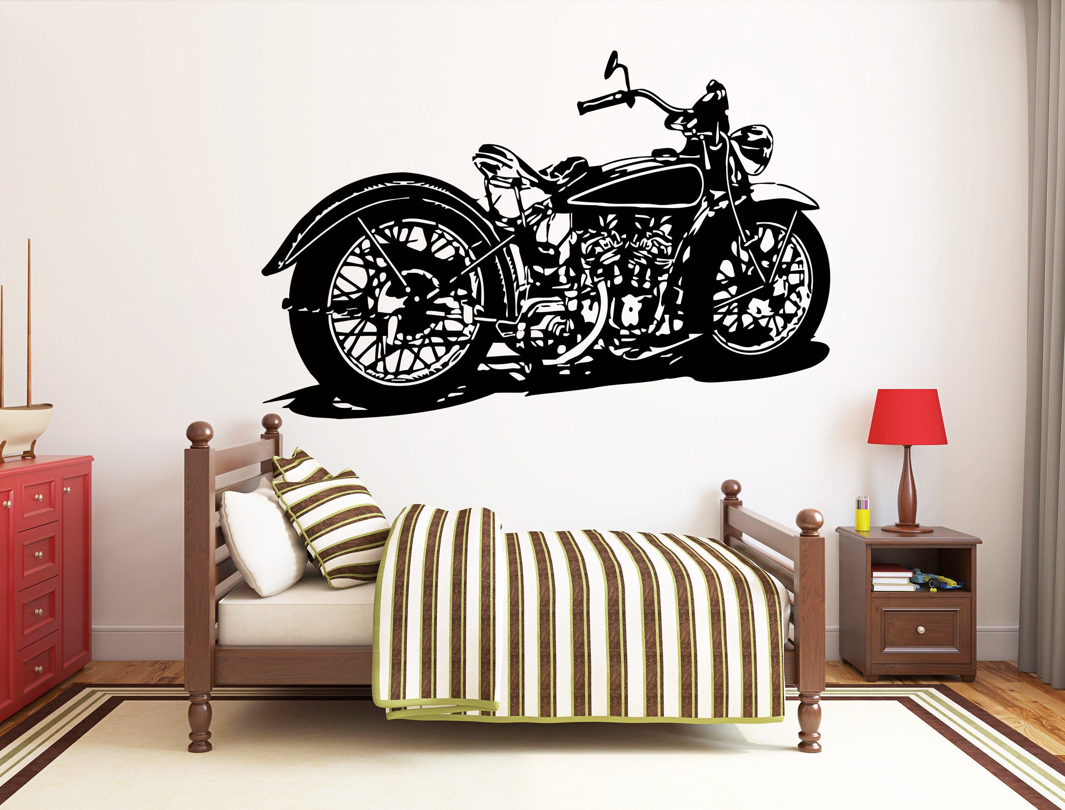 Motocross Wall Decal Motorcycle Wall Sticker Chopper Bike Wall | Etsy