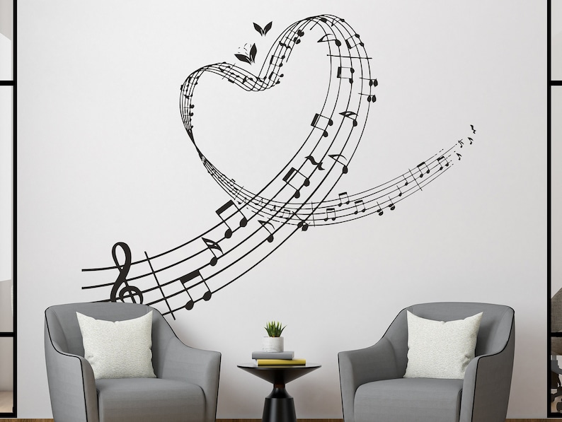 Music Notes Wall Decal Music Wall Decor Music Instrument Wall - Etsy