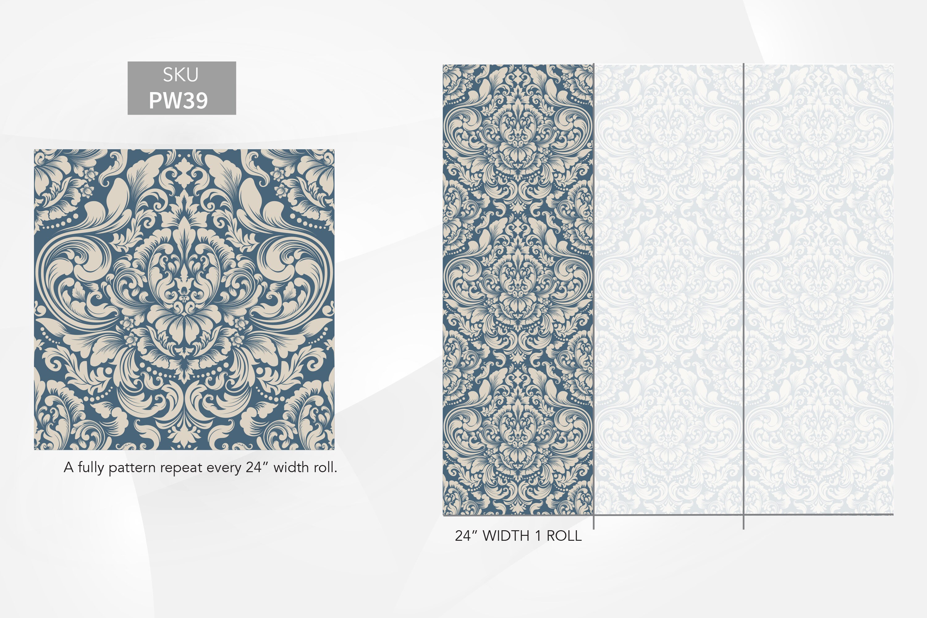 Royal Blue Damask | Victorian Wallpaper Pattern | Elegant Peel and ...