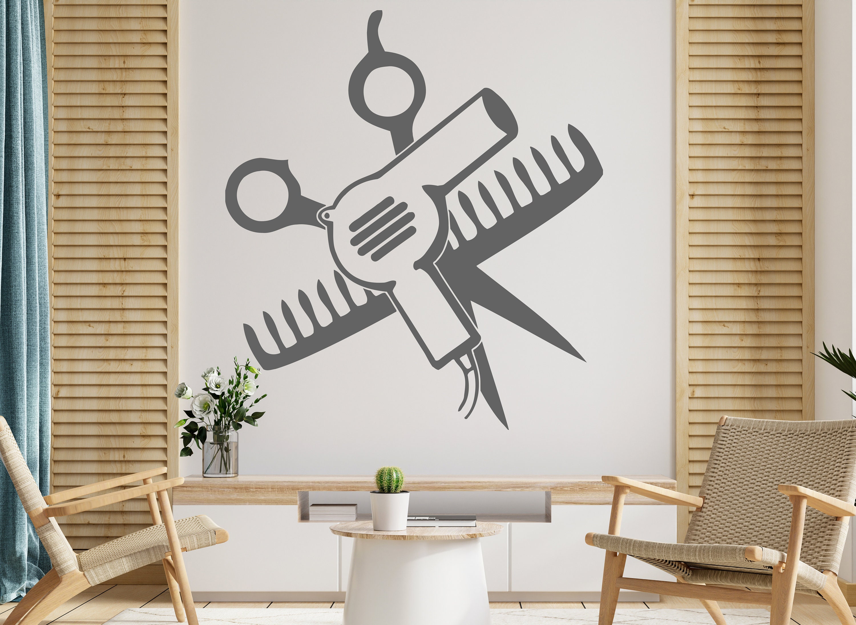 Hair Salon Wall Window Decal Sticker Hair Stylist Hair Tools Etsy