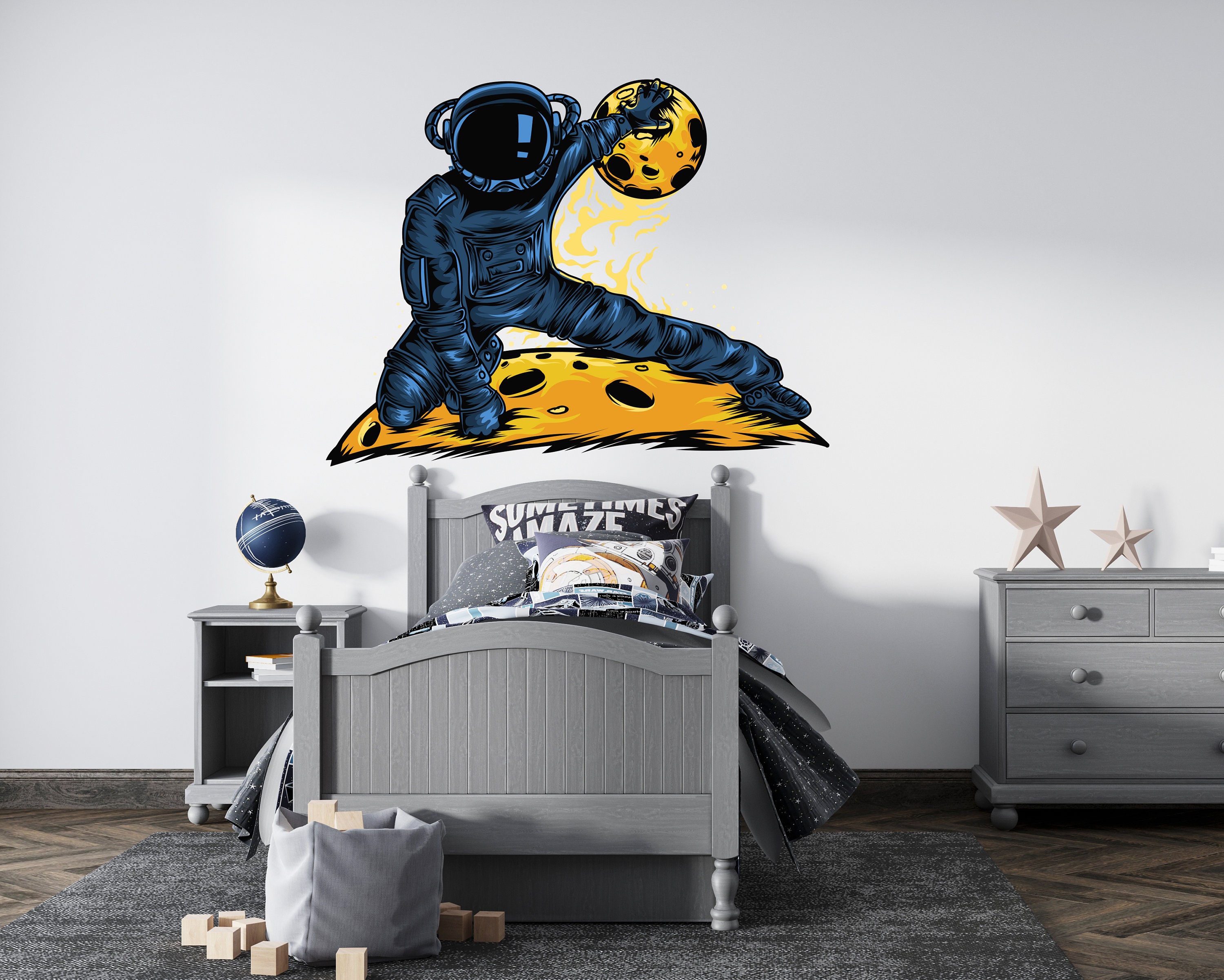 Astronaut Wall Decal Outer Space Wall Decor for Kids Bedroom | Etsy