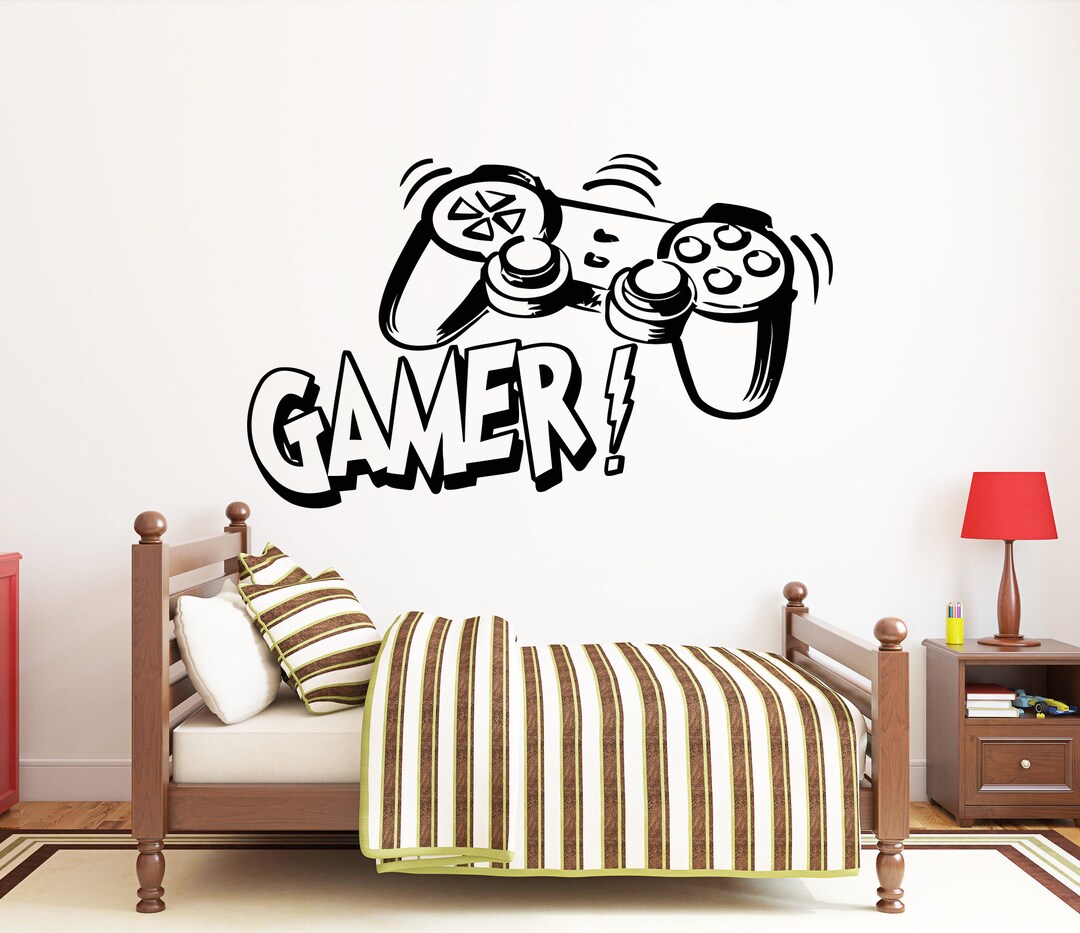 Gamer Wall Decal Video Games Wall Sticker Controller Wall Decal Gaming ...