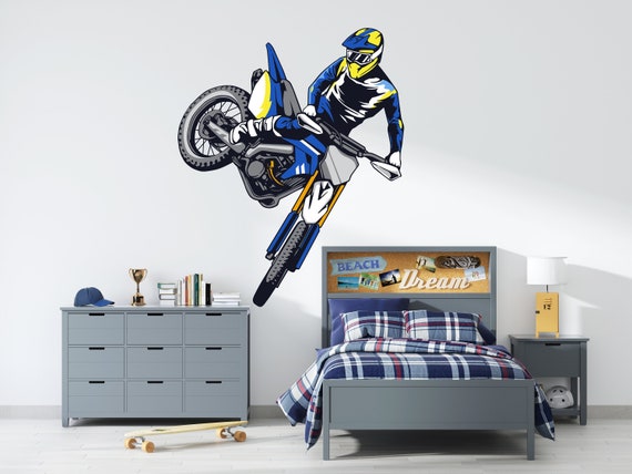 Motocross Wall Decal Motorcycle Wall Sticker Chopper Bike Wall | Etsy