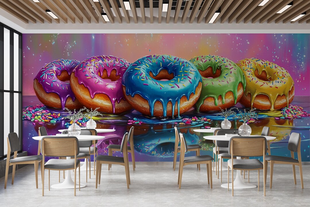 Donut Daze | Rainbow Sprinkle Delight | Colorful Wall Mural | Peel ...