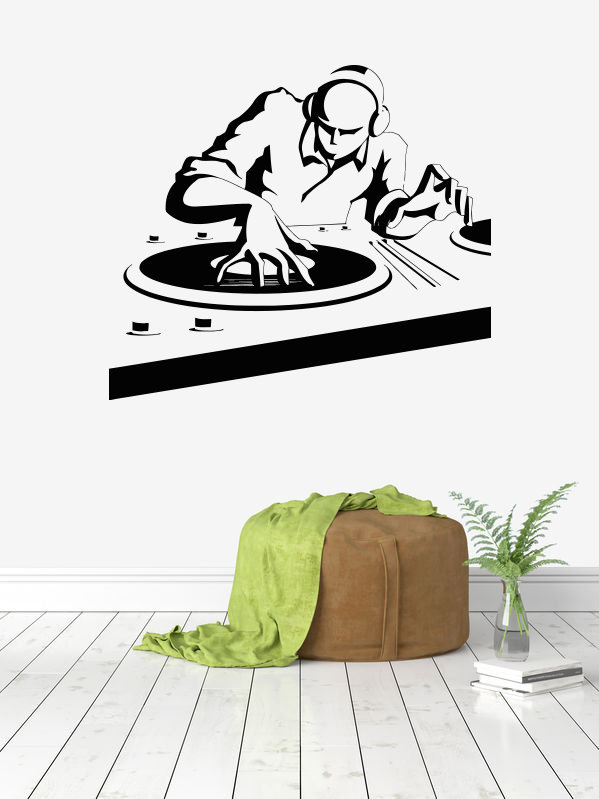 DJ Wall Sticker Headphones Music Notes Wall Decal Music Wall | Etsy