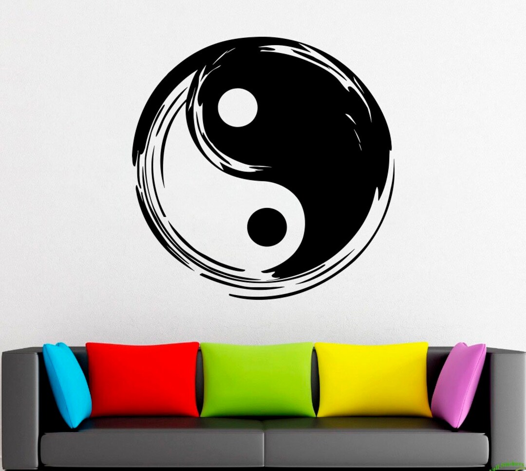 Yin Yang Wall Decal, Taoism, Vinyl Decal, Sticker, Floral, Balance ...