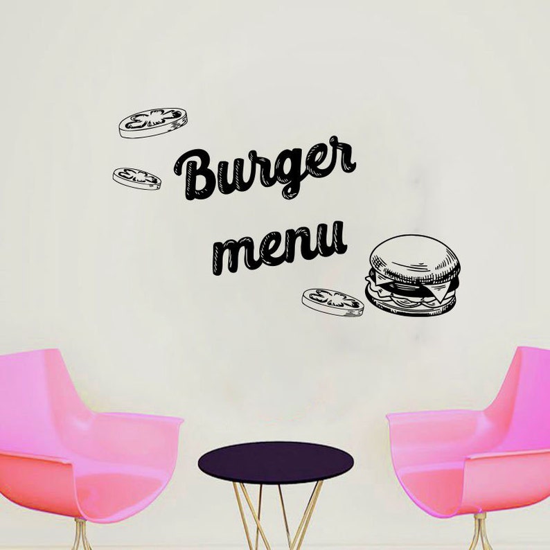 Burger Wall Decal Burger Wall Sticker Burgers Window Decal - Etsy