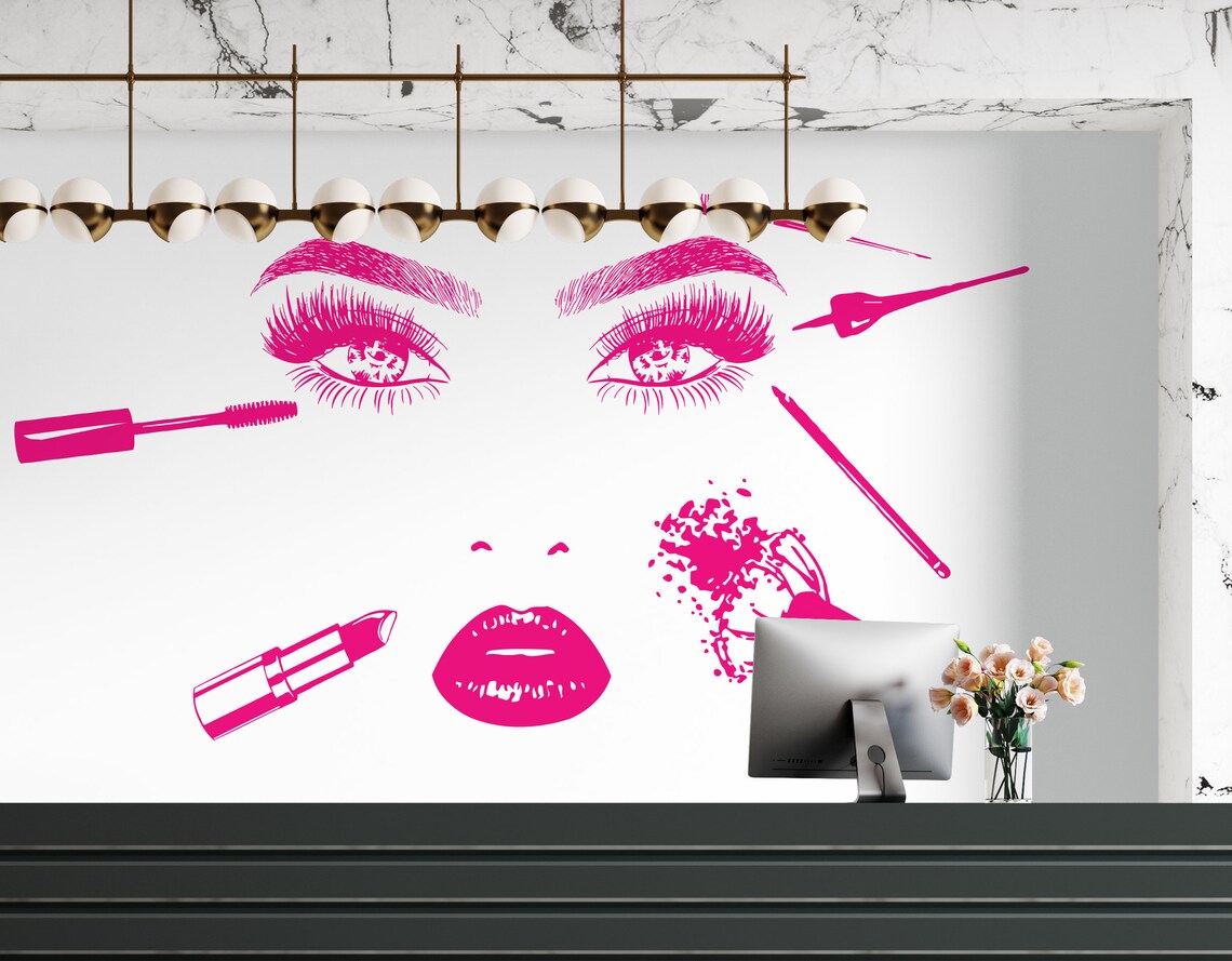 Makeup Wall Decal Makeup Artist Wall Sticker Cosmetics | Etsy