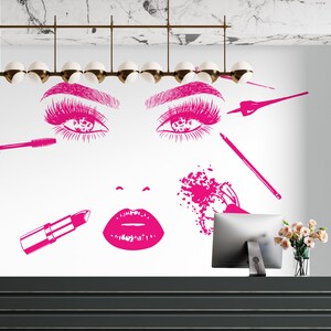 Makeup Wall Decal Makeup Artist Wall Sticker Cosmetics Lipstick Beauty ...