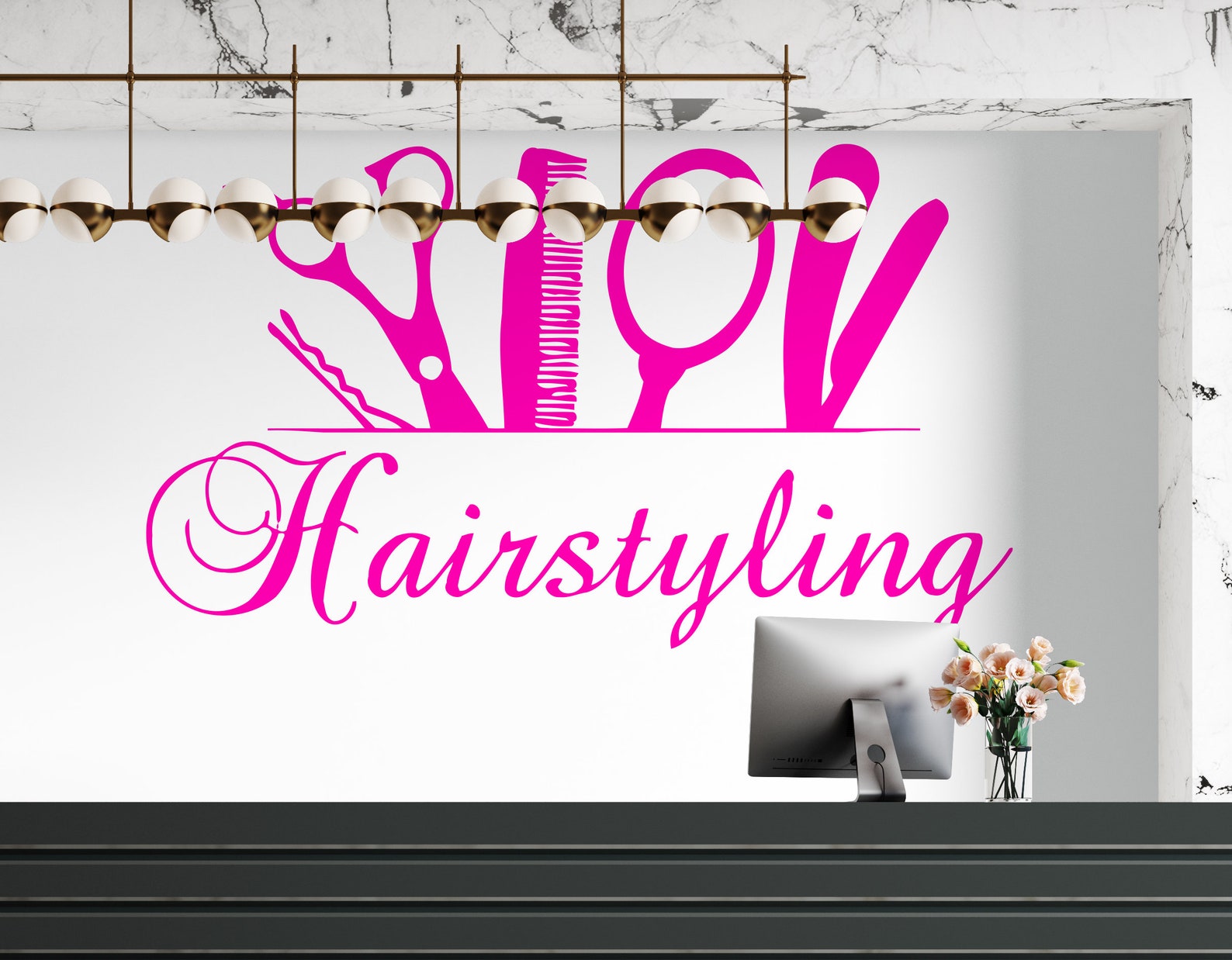 Hair Salon Decal Hair Tools Wall Sticker Hair Stylist Scissors | Etsy