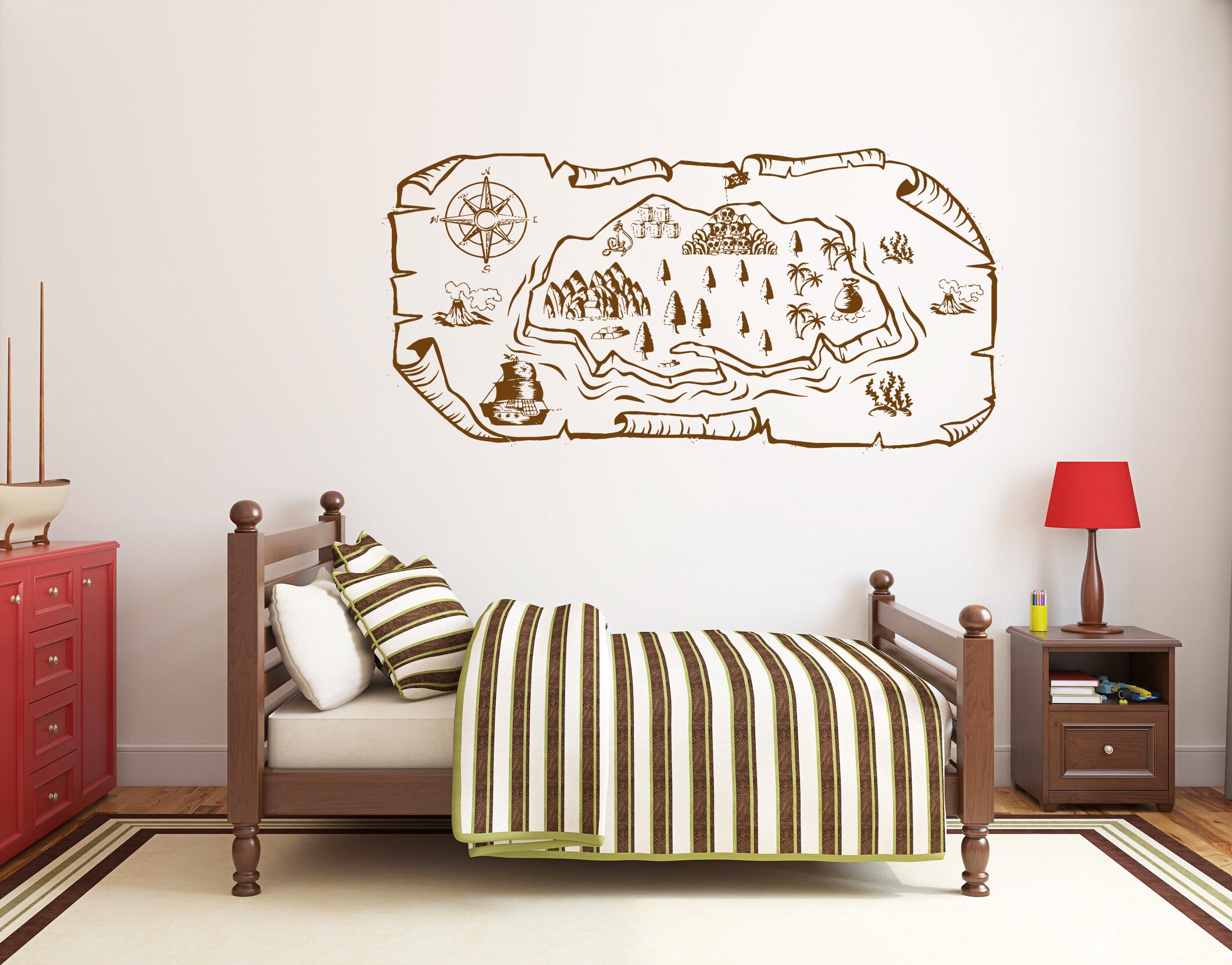 Treasure Map Wall Decal Treasure Map for Kids Pirate Map | Etsy