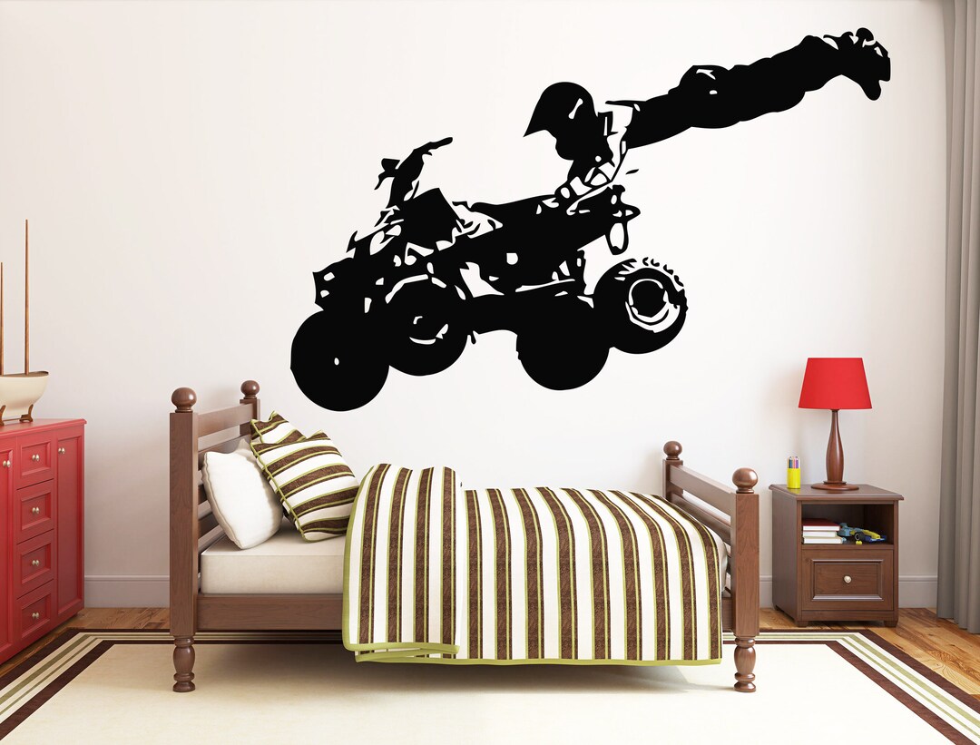 ATV Rider Wall Decal Quad Bike Wall Sticker 4 Wheeler Wall Decor 1632b ...