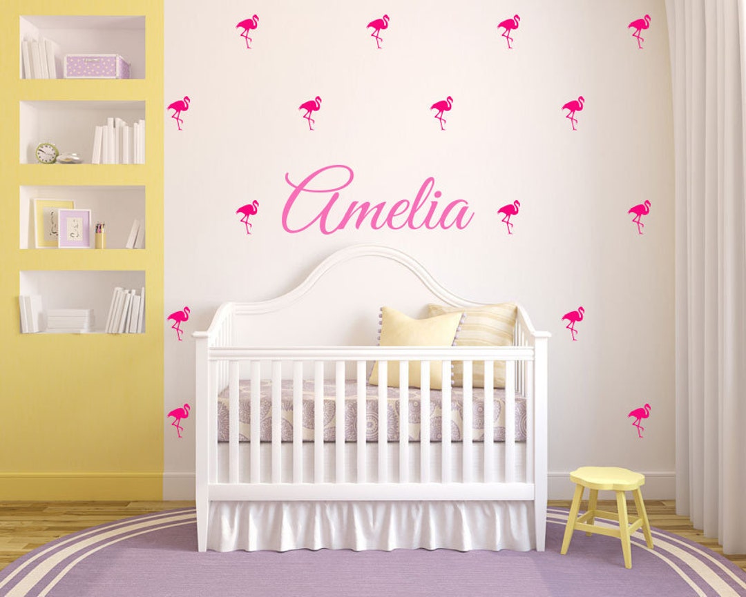 Personalized Name Flamingo Wall Decal: Nursery Decor, Set of 50 FL1 - Etsy