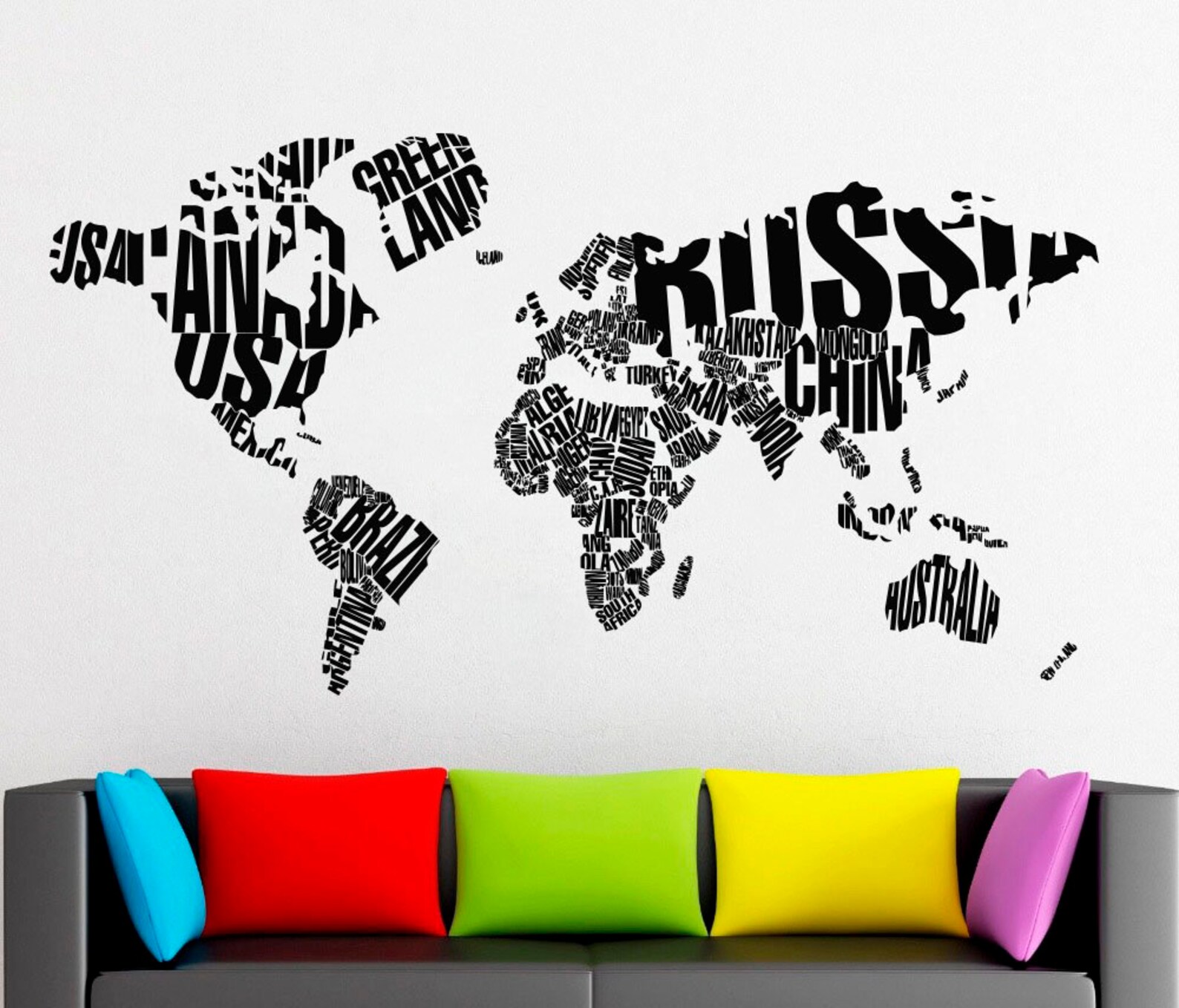 World Map Wall Decal World Map Wall Sticker World Map Wall | Etsy