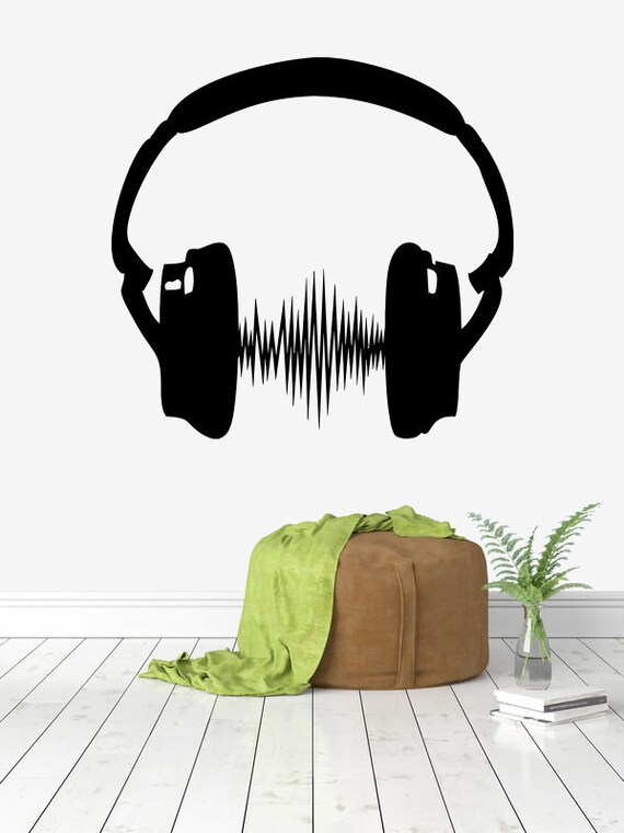 Headphones Music Wall Decal Music Wall Decor Music Instrument - Etsy