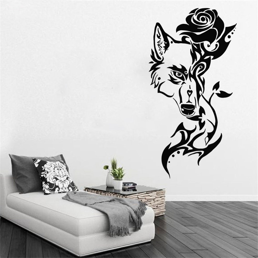 Tribal Wolf Vinyl Wall Decal: Animal Car/window Sticker 102 - Etsy