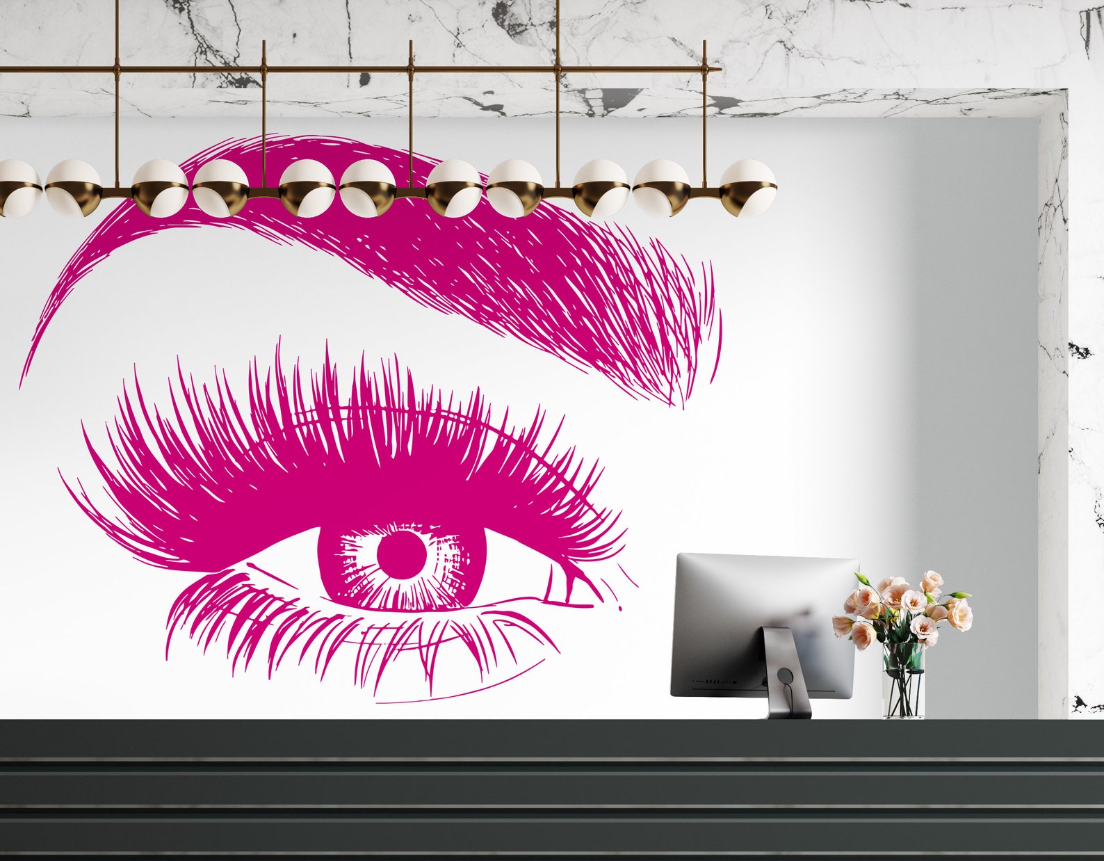 Eyelash Wall Decal Window Sticker Beauty Salon Woman Face Eyelashes ...