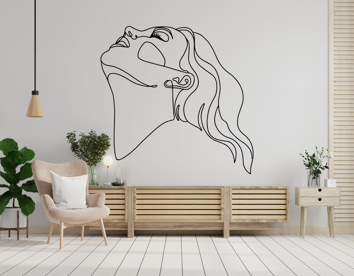 One Line Art Woman Face Decal Beauty Salon Wall Decor Spa - Etsy