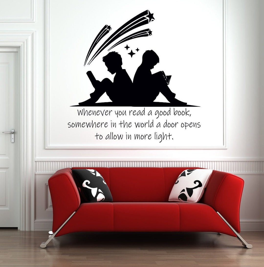 Books Wall Decal | Reading Wall Decal | Library Wall Decal | Book Quote ...