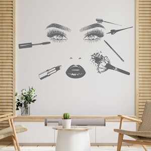 Makeup Wall Decal Makeup Artist Wall Sticker Cosmetics Lipstick Beauty ...