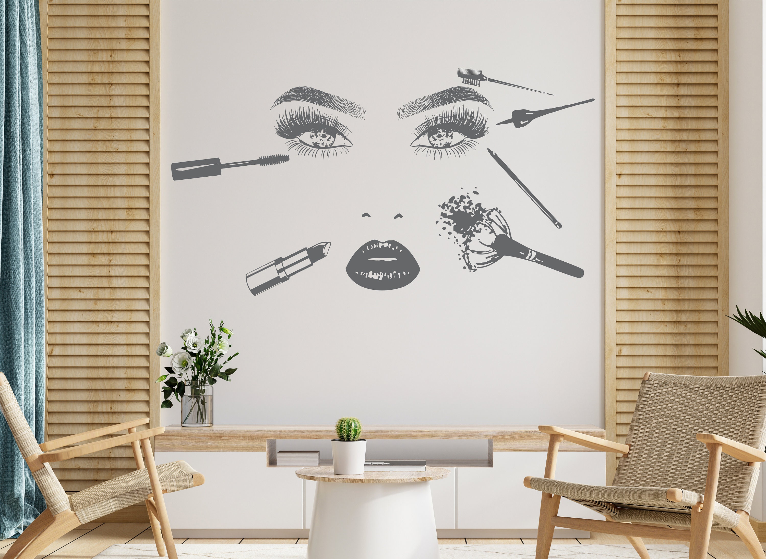 Makeup Wall Decal Makeup Artist Wall Sticker Cosmetics | Etsy