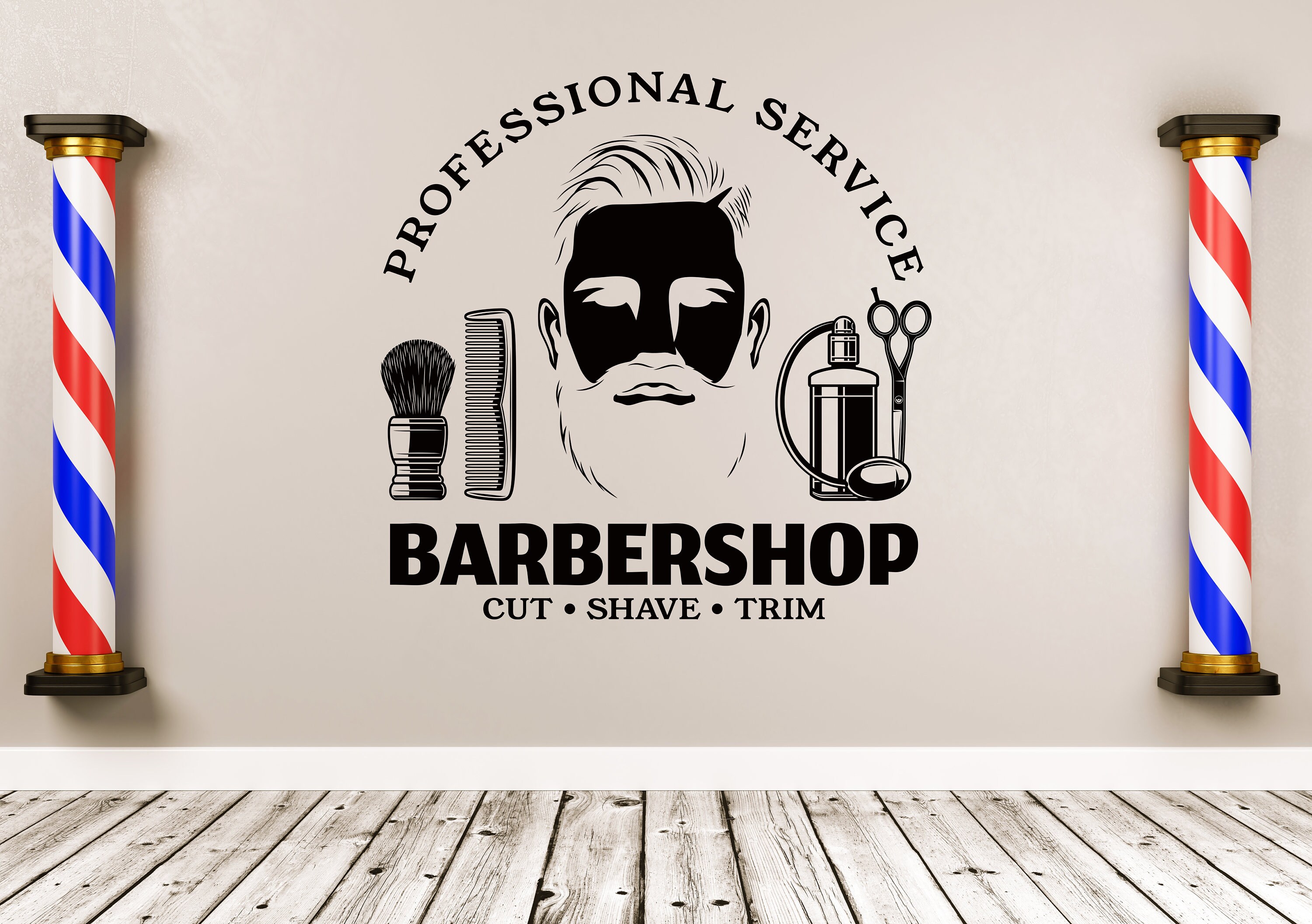 Barber Shop Wall Decal Barber Shop Wall Sticker Barber - Etsy