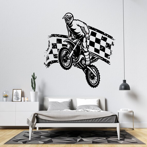 Motocross Wall Decal Motorcycle Wall Sticker Dirt Bike Wall | Etsy