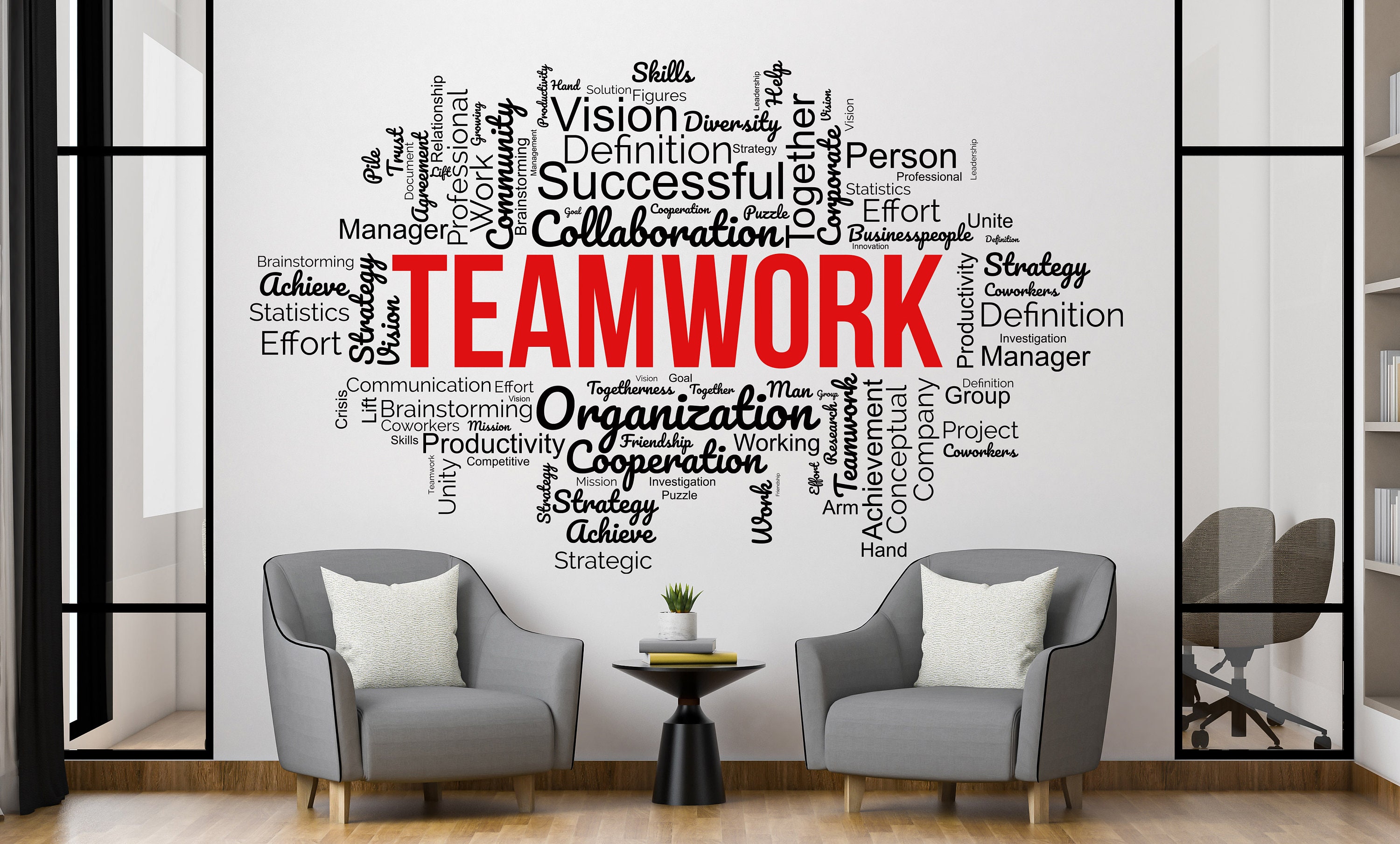 Teamwork Words Office Wall Decal Teamwork Quote Wall Sticker - Etsy UK