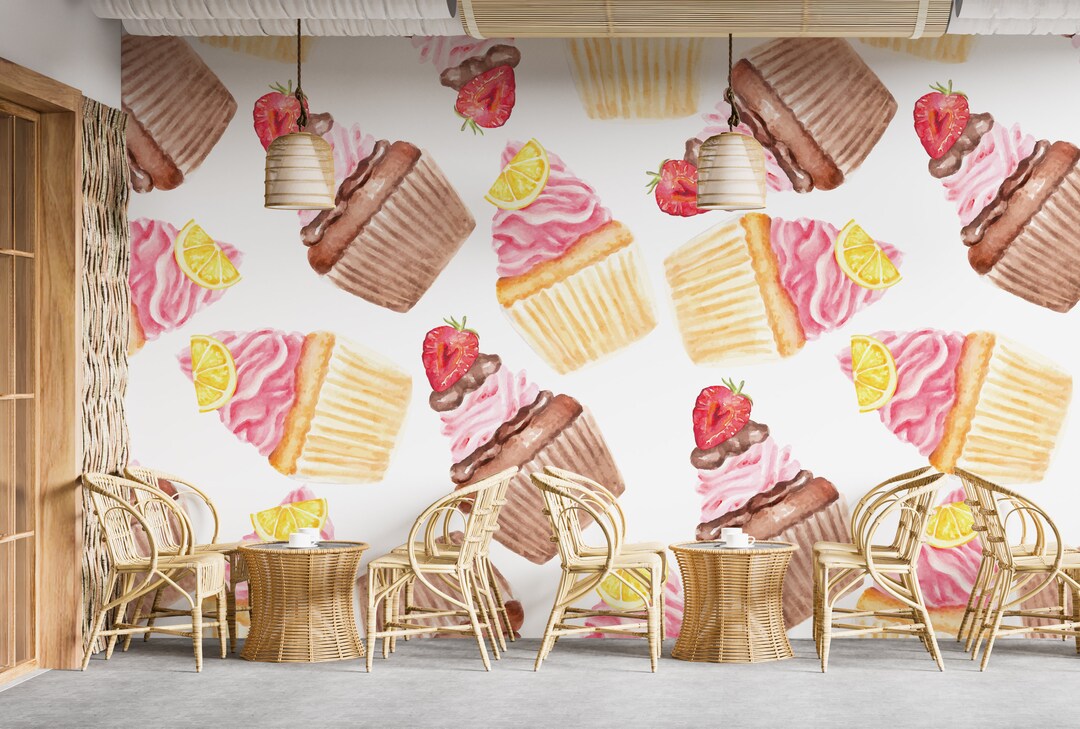 Vintage Sweets Wall Graphics Desserts Cupcakes Wallpaper Peel N Stick ...