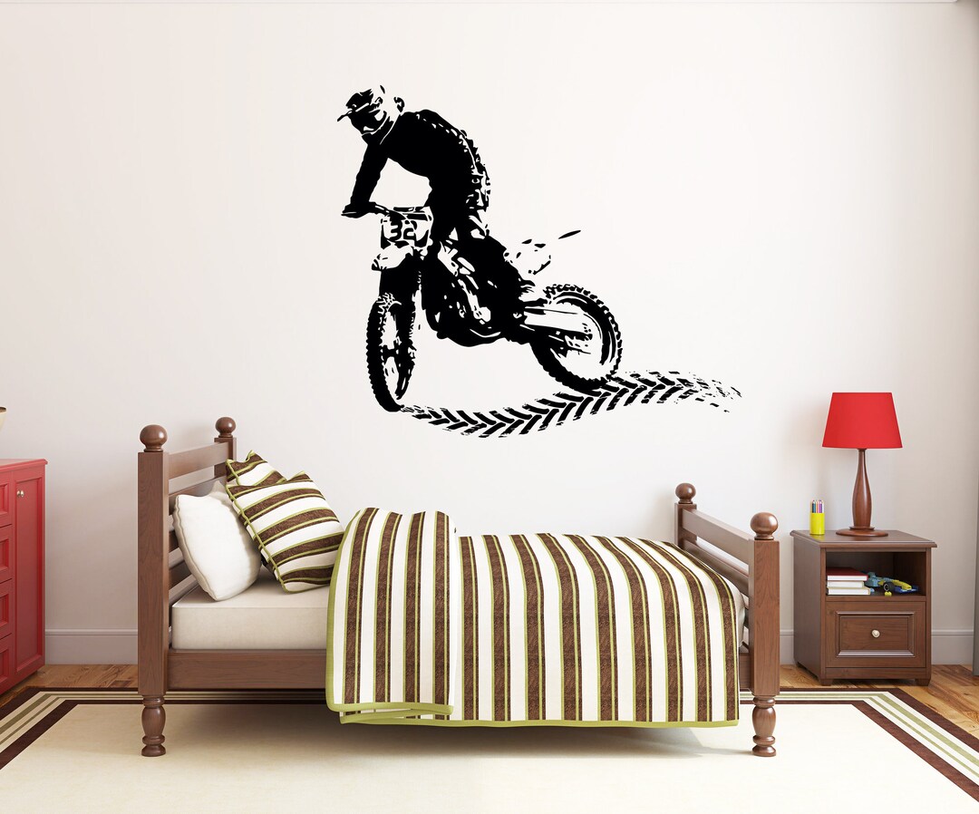 Motocross Wall Decal Motorcycle Wall Sticker Dirt Bike Wall Decor Ttr7 ...