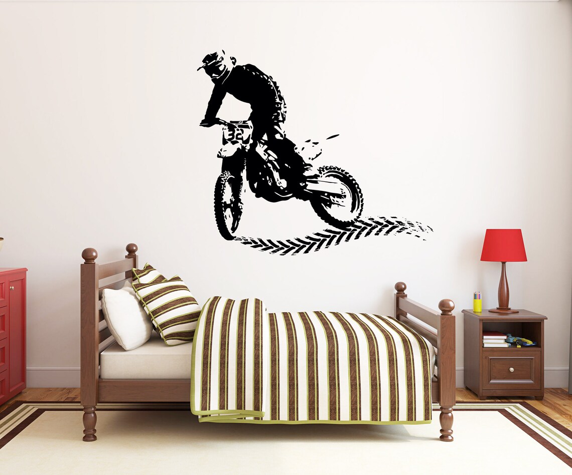 Motocross Wall Decal Motorcycle Wall Sticker Dirt Bike Wall - Etsy