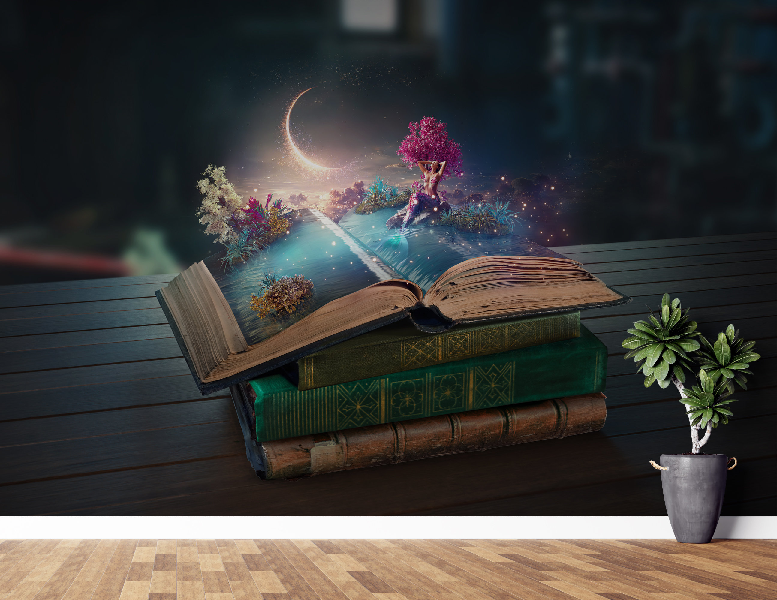 Background Fantasy Library Wallpaper