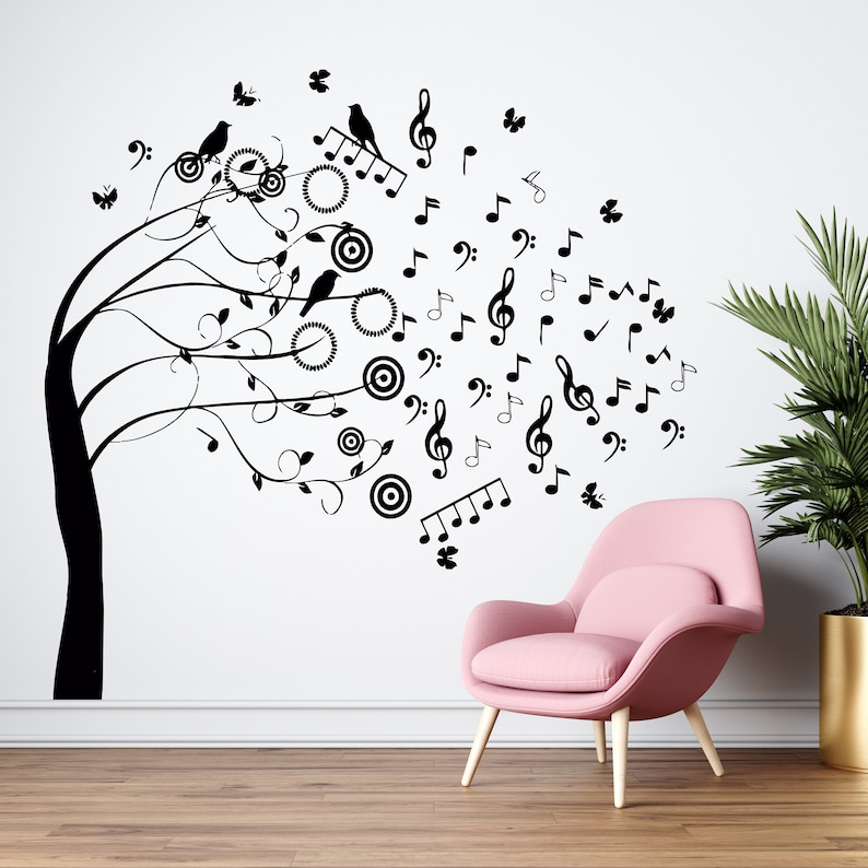 Music Notes Tree Wall Decal Music Wall Decor Music Instrument - Etsy