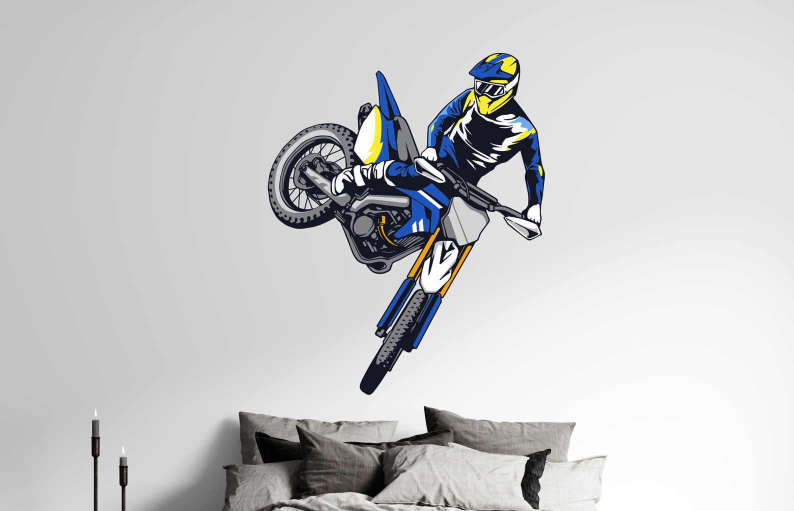 Motocross Wall Decal Motorcycle Wall Sticker Chopper Bike Wall | Etsy
