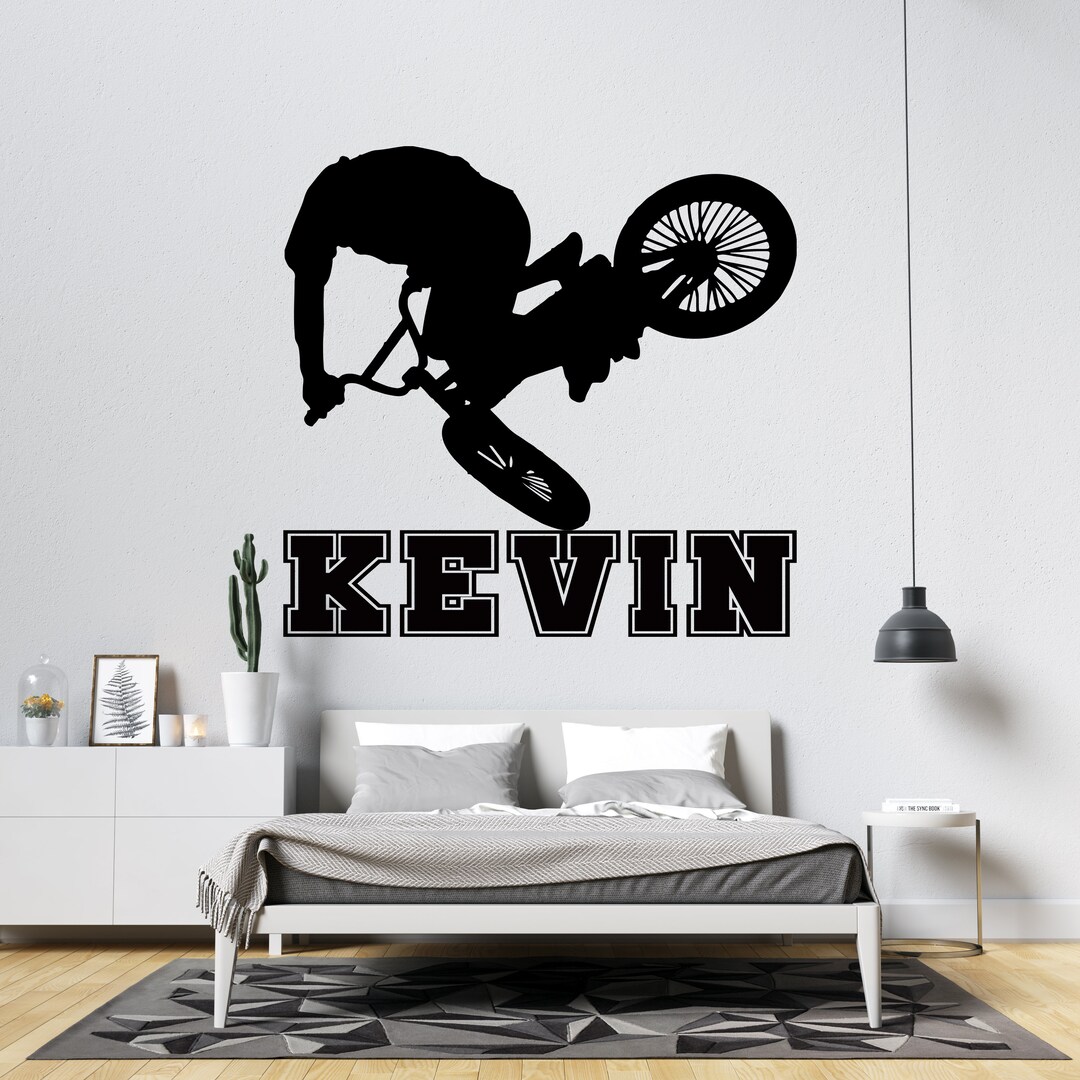 Personalized Name BMX Bike Wall Decal Bicycle Wall Sticker Bike Wall ...
