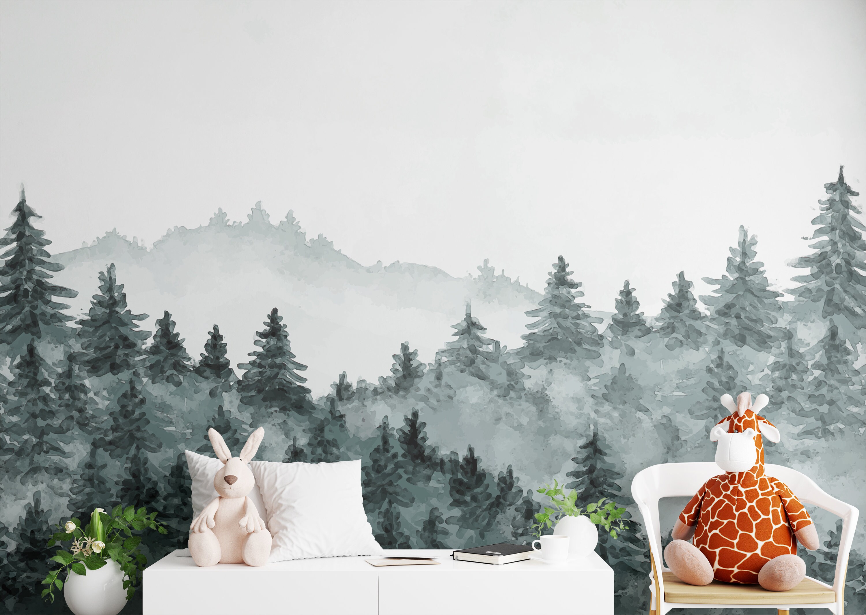 Pine Trees Forest Wall Mural Peel and Stick Wallpaper Nature - Etsy