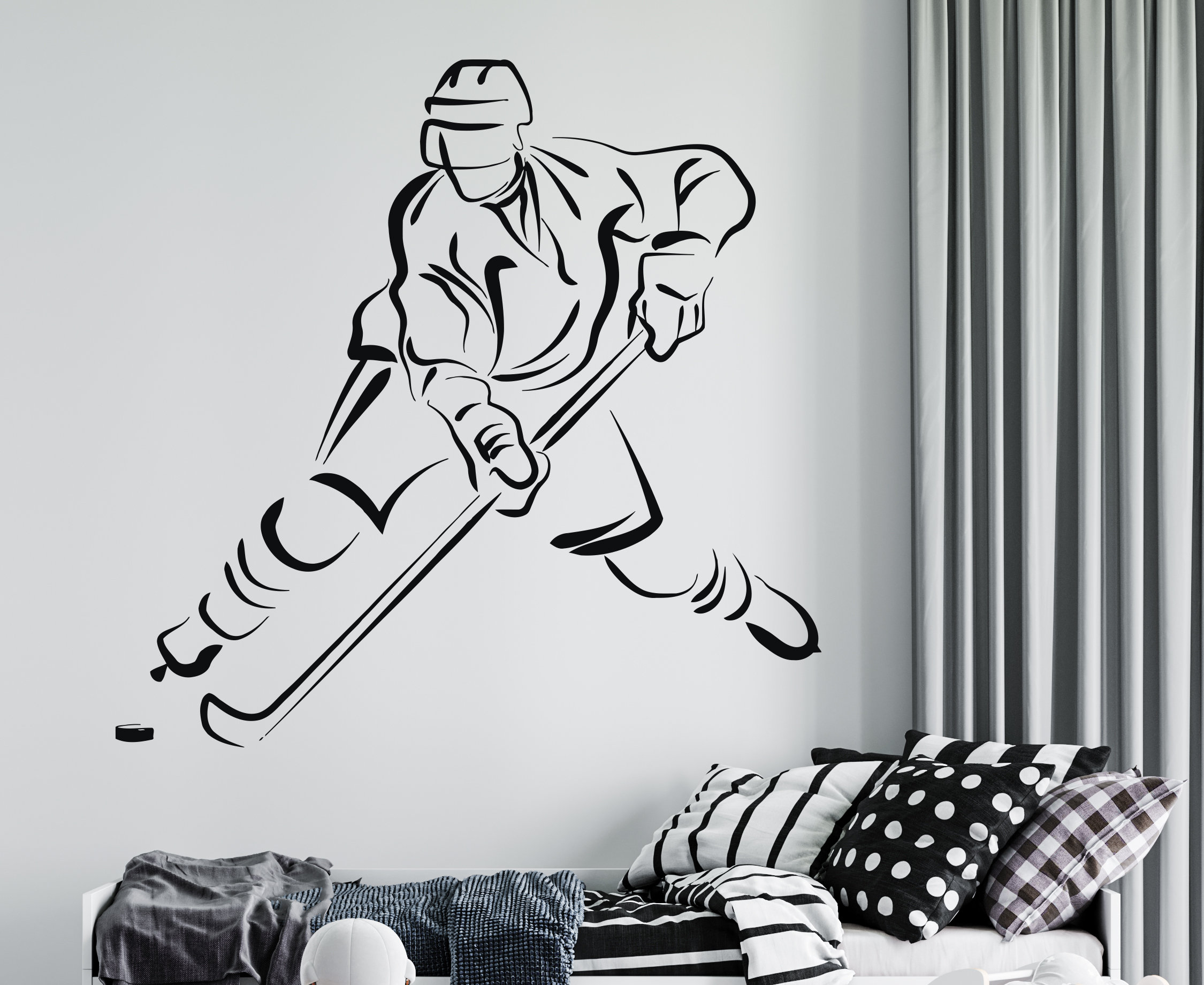 Ice Hockey Wall Decal Hockey Player Wall Decal Hockey | Etsy