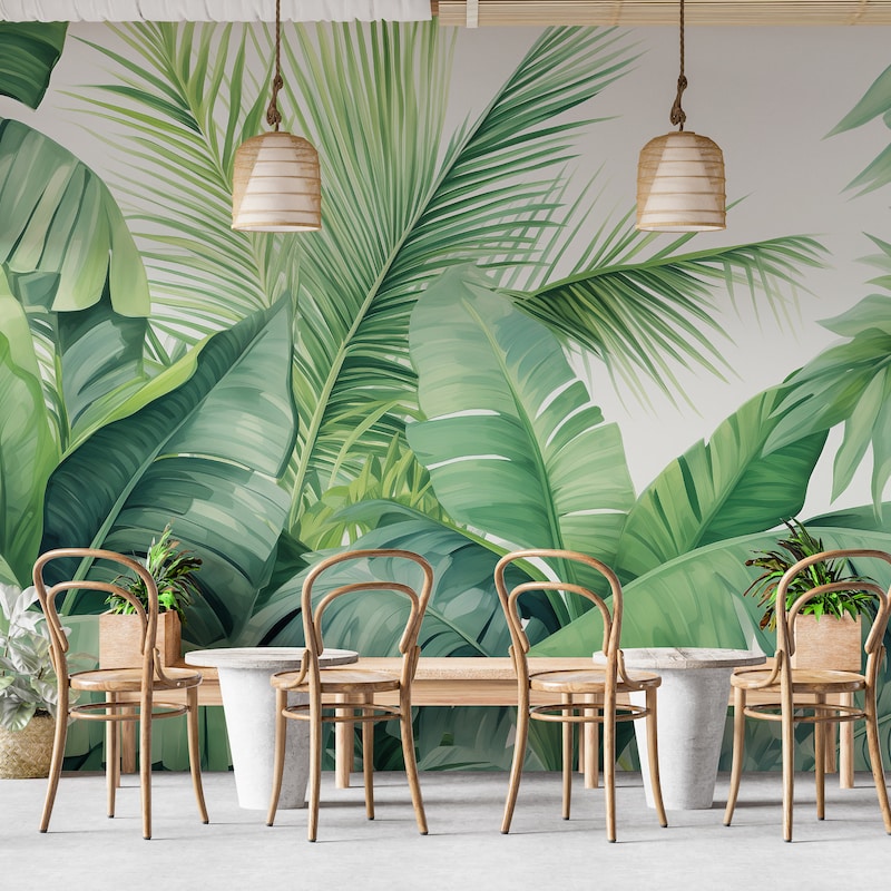 Safari Leaf Wallpaper - Etsy