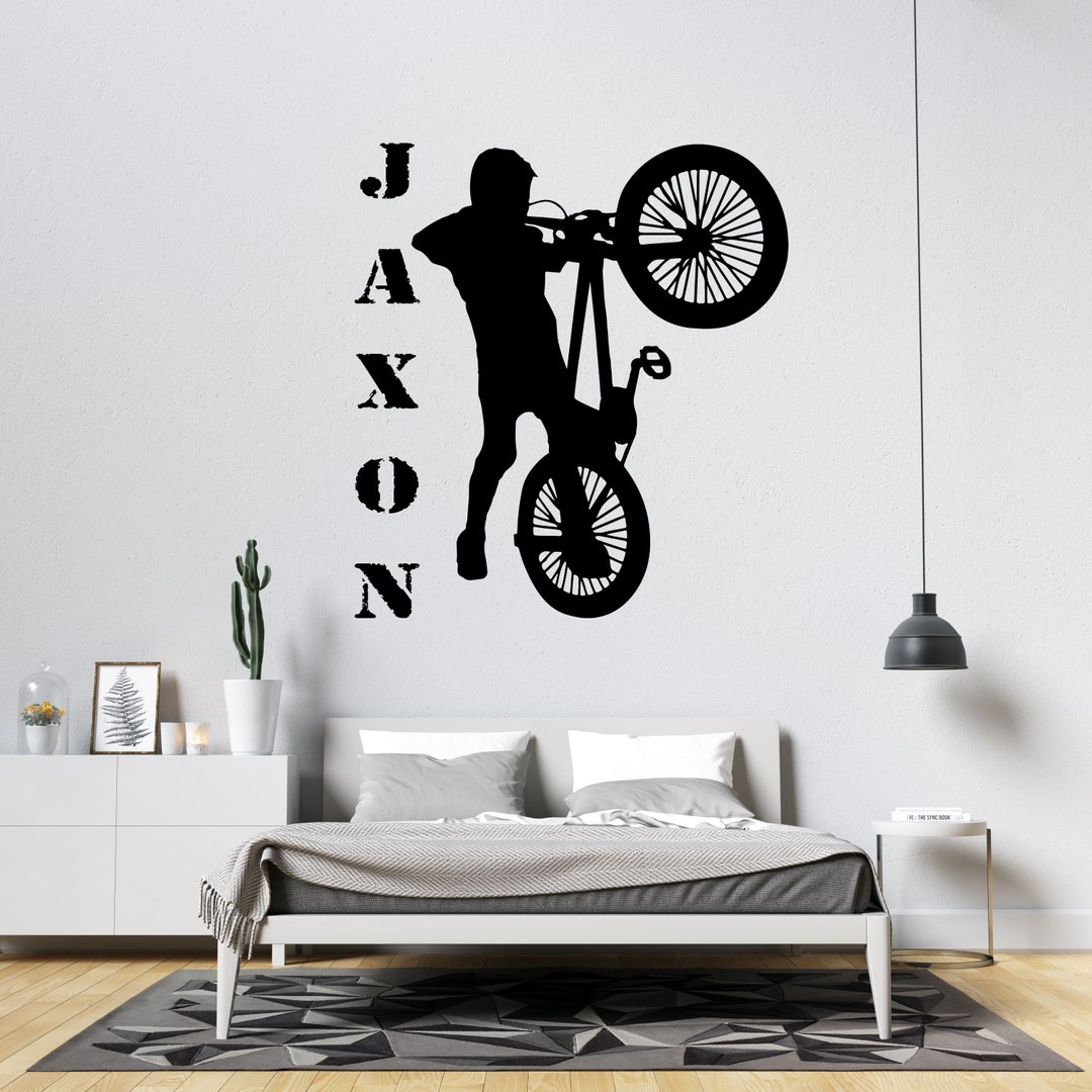 Personalized Name BMX Bike Wall Decal Bicycle Wall Sticker Bike Wall ...