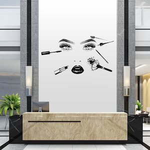 Makeup Wall Decal Makeup Artist Wall Sticker Cosmetics Lipstick Beauty ...
