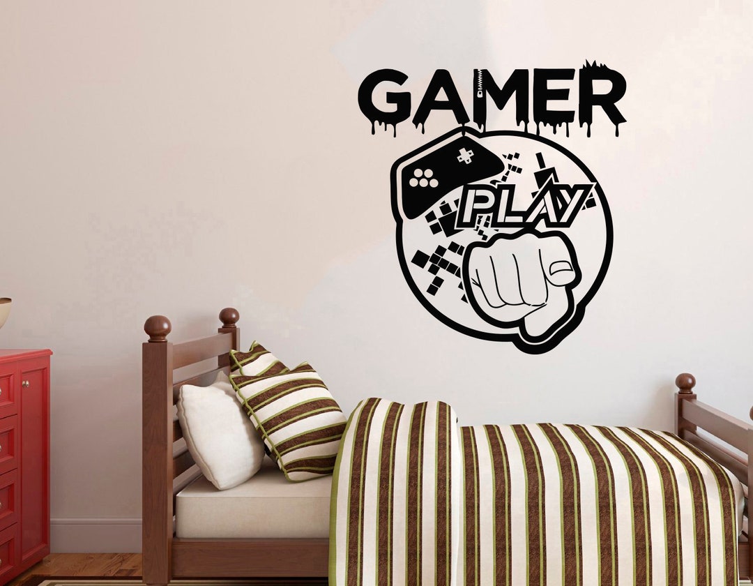 Gamer Wall Decal | Video Games Wall Sticker | Controller Wall Decal ...