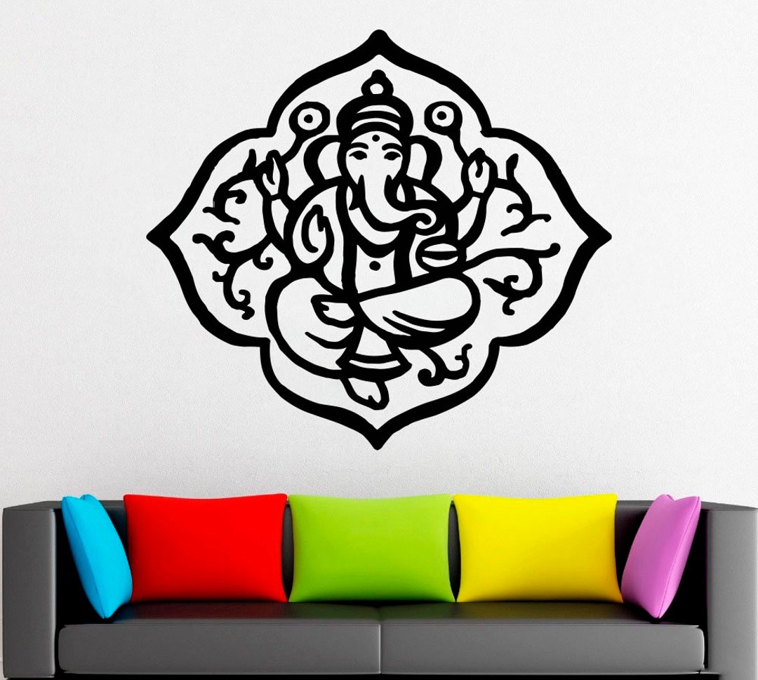 India Yoga Elephant Buddha Indian Decal Window Sticker Room Vinyl ...
