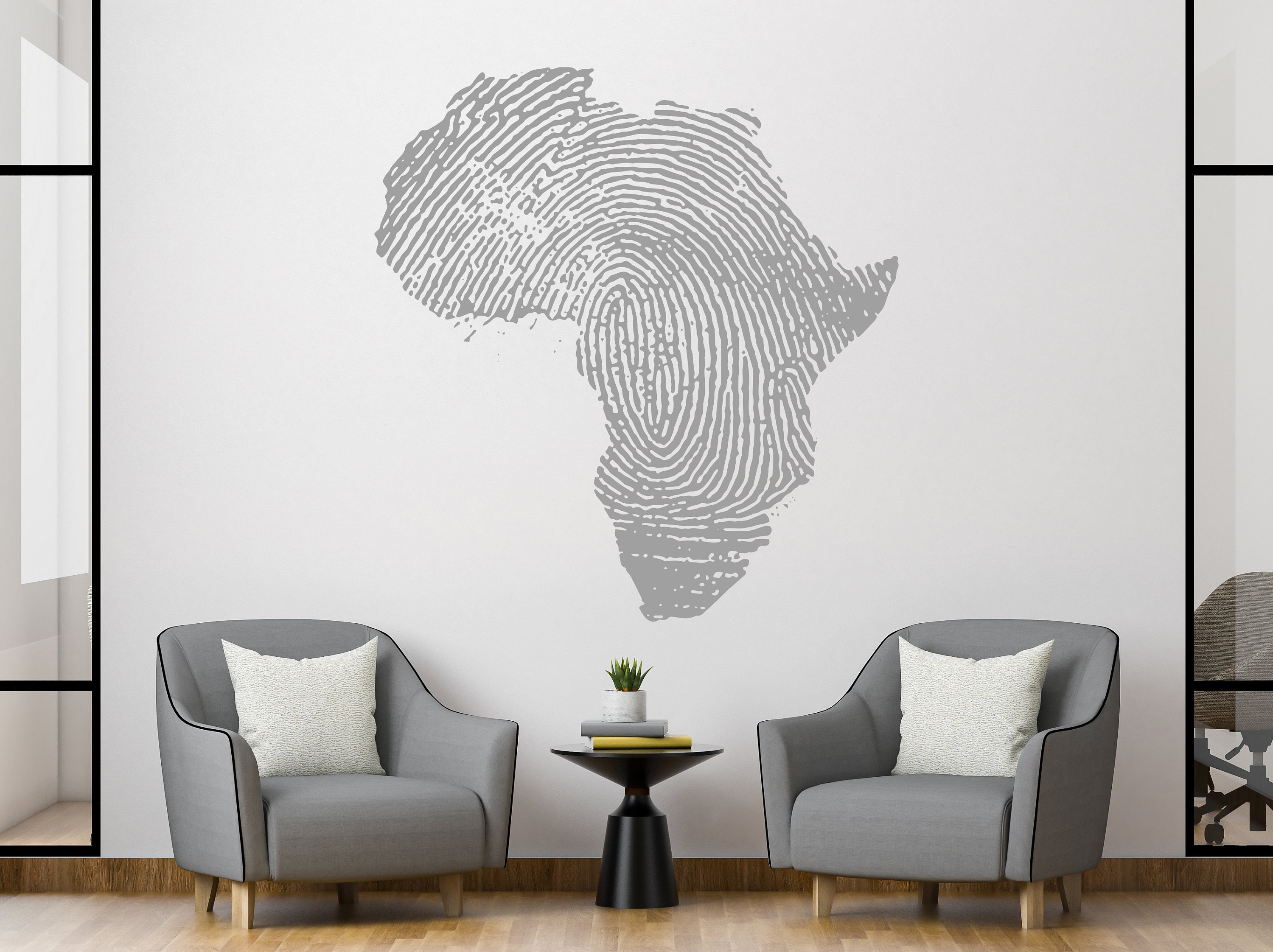 Africa Map Fingerprint Wall Decal Africa Continent Wall - Etsy