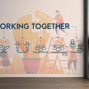 Office Wallpaper Core Values Wall Graphics Peel and Stick Teamwork ...