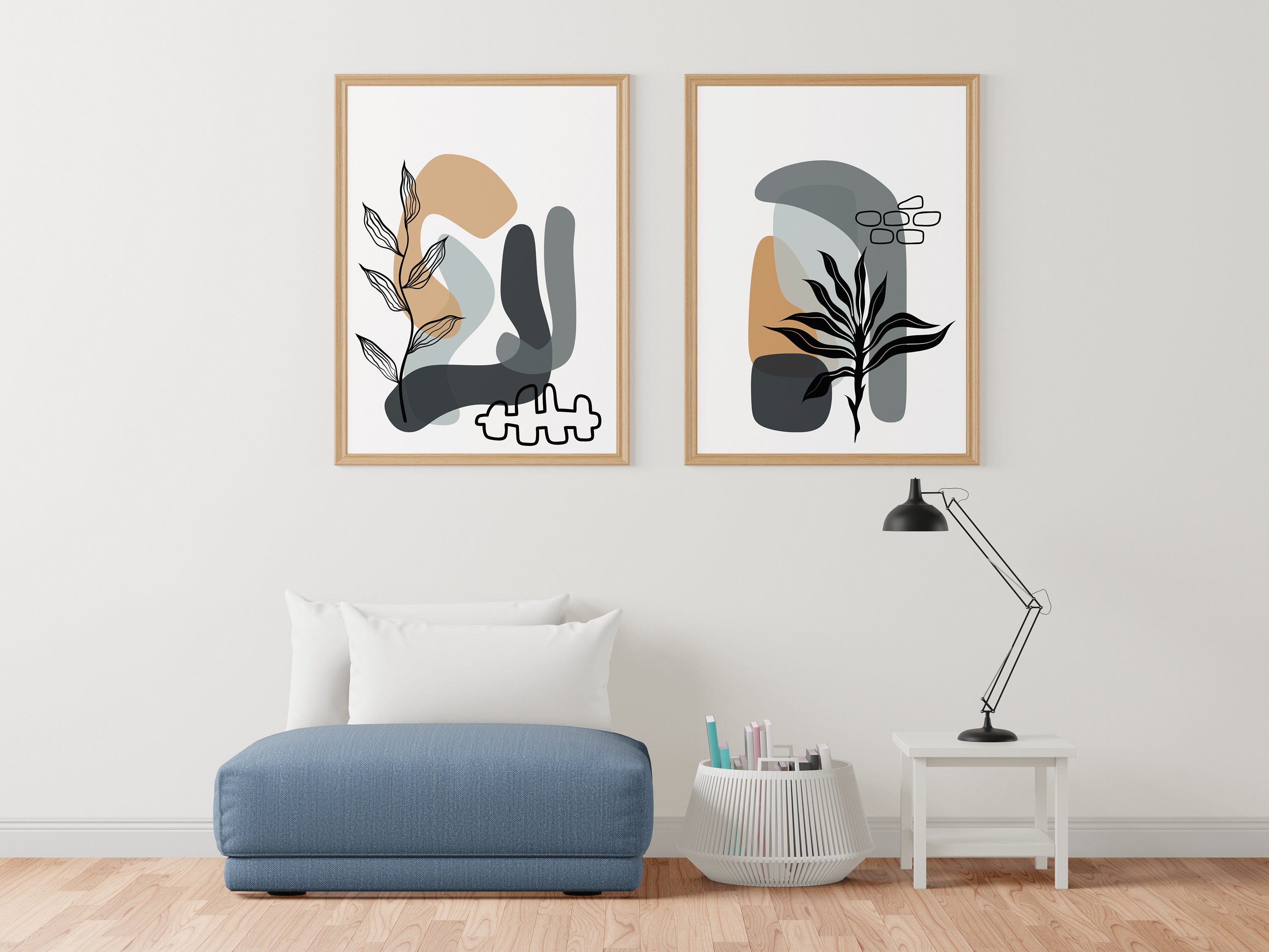 Bohemian Abstract Art Print Wall Poster Set of 2 Boho Poster - Etsy