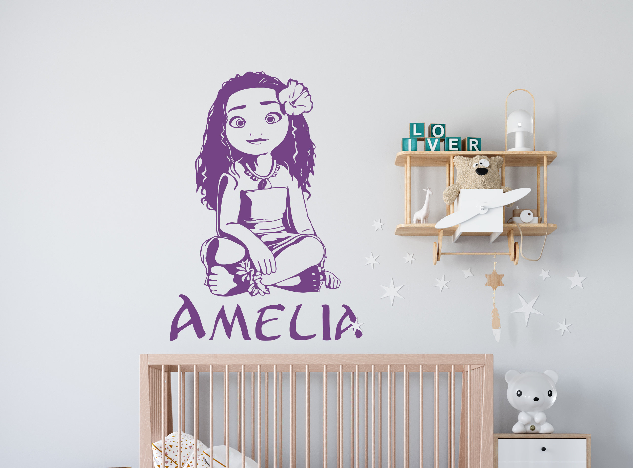 Princess Moana Wall Decal Custom Name Wall Decals for Girls Nursery ...